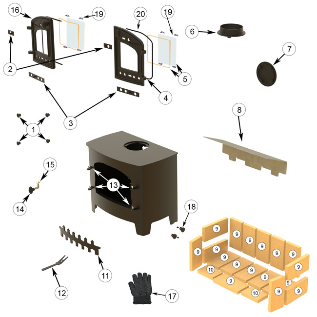 Villager A Flat Wood - Series 3 Stove - Spares and Accessories